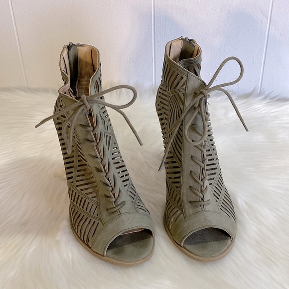 Mix No. 6 | Shoes | Mix No 6 Olive Green Open Tow Bootie | Poshmark